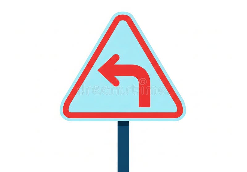 Road Safety Warning Sign a Left Curve Ahead Alerting Drivers To a Sharp ...