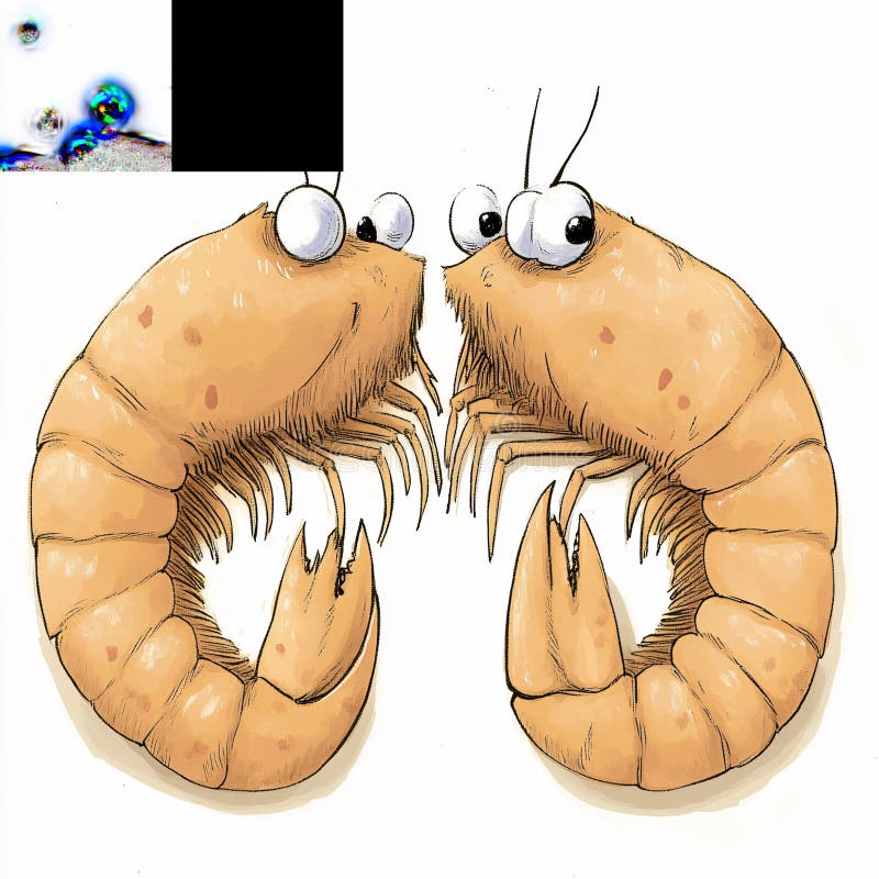 Two Cartoon Shrimp Face Each Other Closely - Generated Using Ai Stock ...