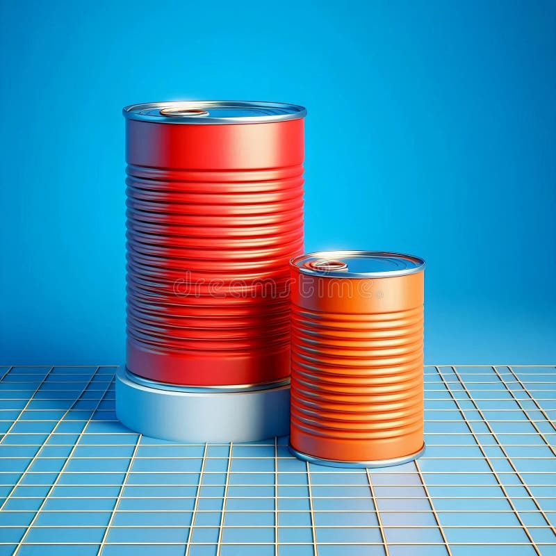 Contrast in Size and Color: the Red Cans Stock Illustration ...