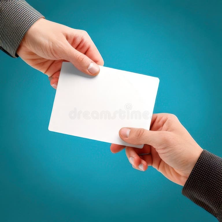High-resolution Hands Sharing a Blank Card, Ticket, or Flyer Isolated ...
