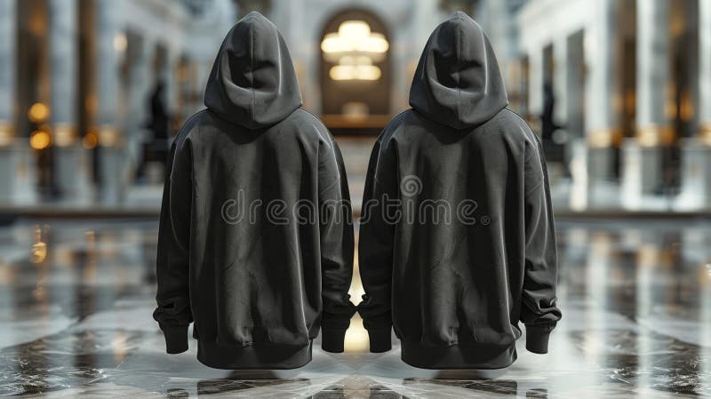 Two Hooded Figures Standing Side by Side in a Grand Hall - Generative ...