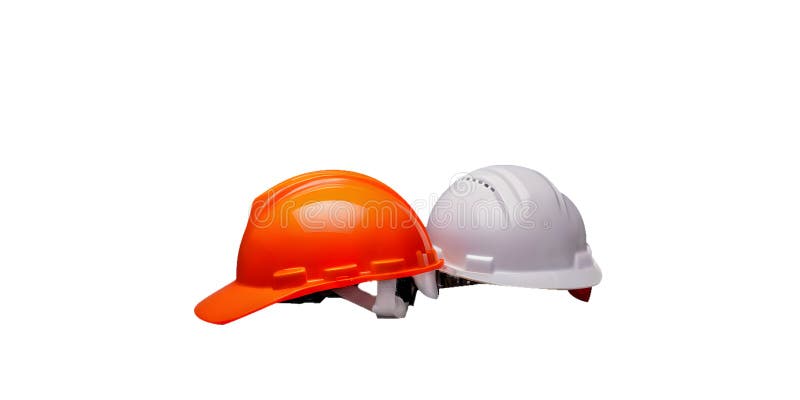 This Image Features Two Safety Helmets, One Orange and One White ...
