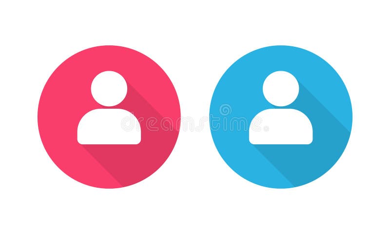User Circular Icons Displaying in Red and Blue with Long Shadow. Stock ...