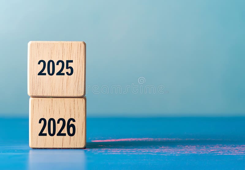 Future Planning with Wooden Blocks Showing the Years 2025 and 2026 on a ...