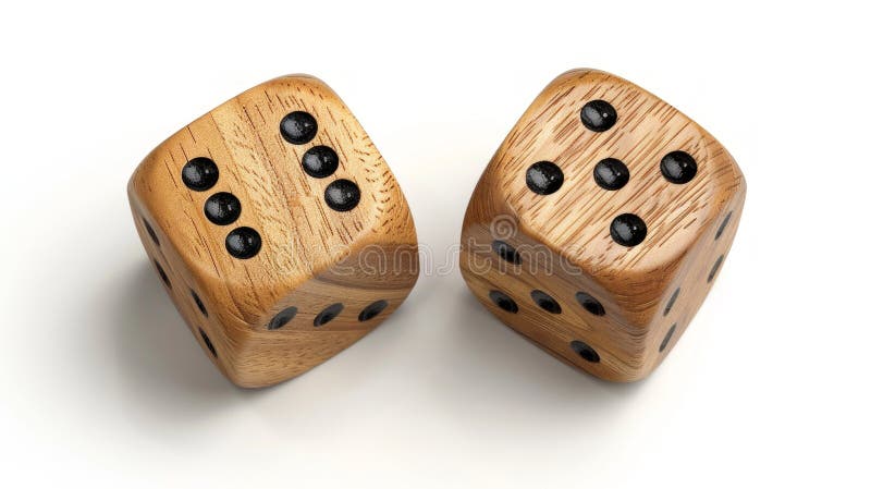 Two Wooden Dice are Shown from Above. the Dice Have Black Dots Etched ...