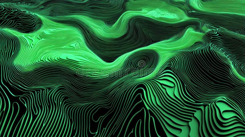Abstract Green Waves Create a Mesmerizing Topographic Illusion, AI ...