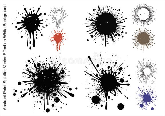 Vector Collection of Abstract Paint Splashes on White Background Stock ...