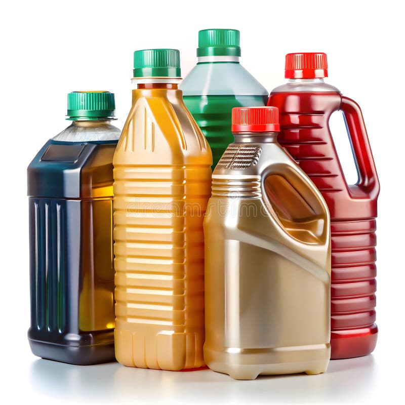 Plastic Bottles from Automobile Oils Isolated on White Stock ...