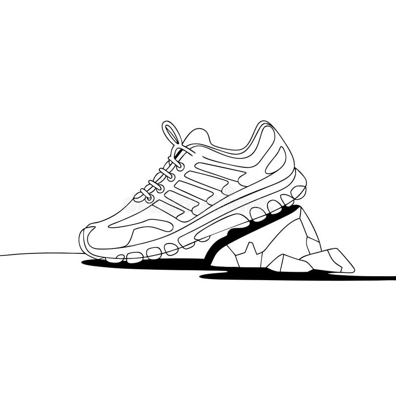 Athletic Running Shoe Vector Illustration on Rocky Surface Stock ...