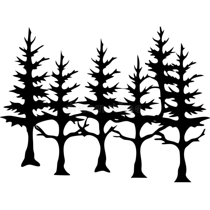 Silhouette of Bare Trees Winter Forest Vector Illustration for Nature ...