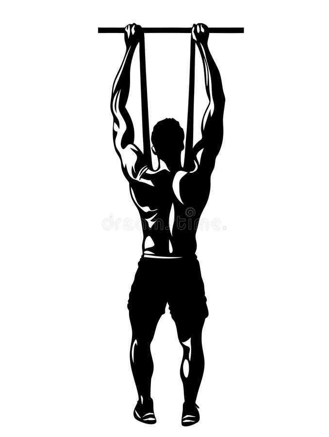 Vector Silhouette of Muscular Man Performing Pull Up Exercise for ...