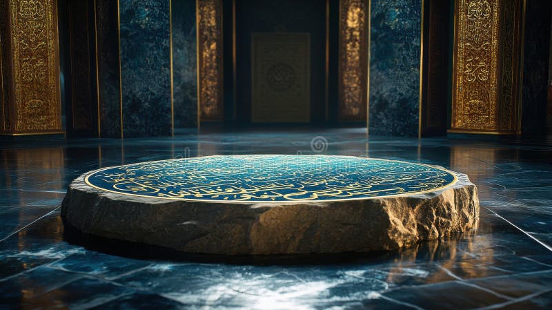 Vibrant Arabic Calligraphy Pattern in Gold with Ornate Decoration on a ...