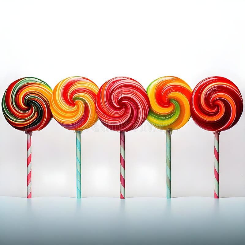The Image Features a Vibrant Arrangement of Lollipops Stock ...