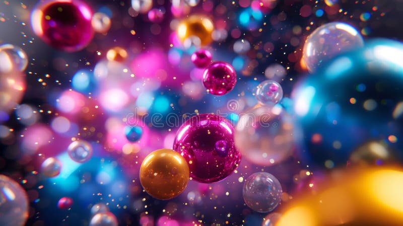The Image Features a Vibrant Array of Colorful, Translucent Spheres and ...