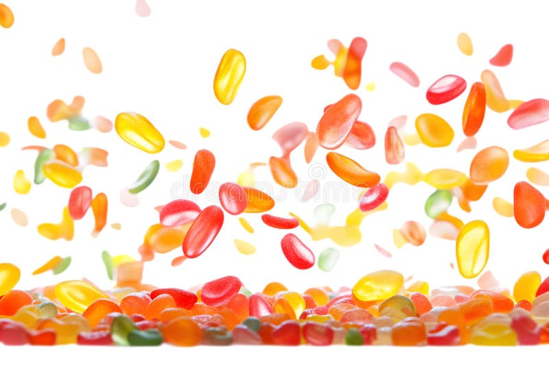 Vibrant and Colorful Falling Candy Assortment Against White Background ...