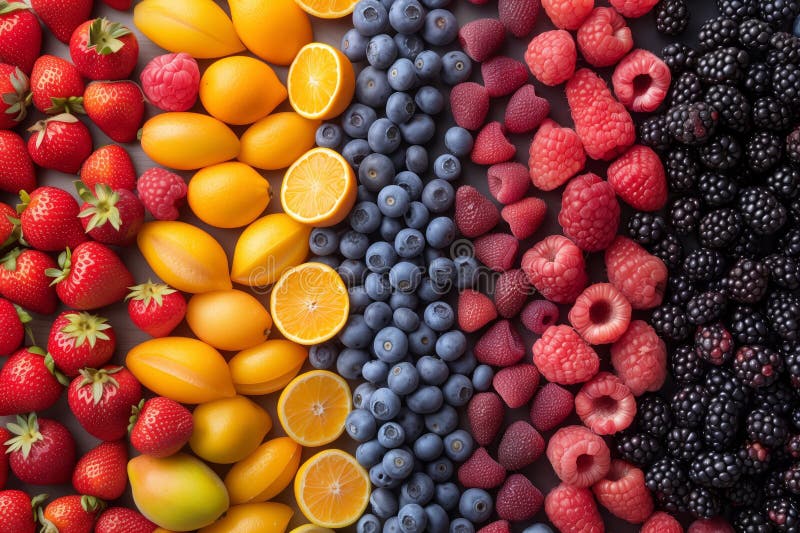 Colorful Assortment of Berries and Cherries Arranged Artistically To ...
