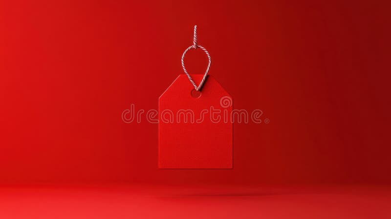 Bold Red Tag with String on Matching Background for Labeling and ...