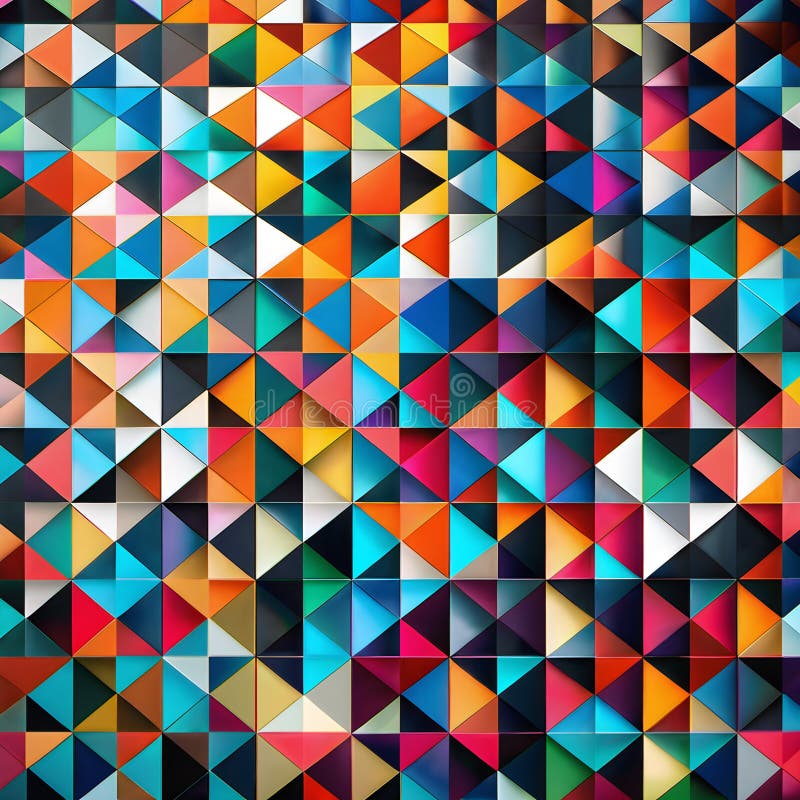 Colorful Geometric Triangle Mosaic Pattern in 3D Effect Stock ...