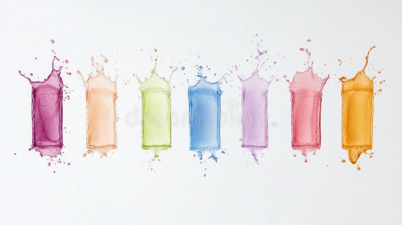 Colorful Watercolor Splash Rectangle Frame on White Background Stock ...