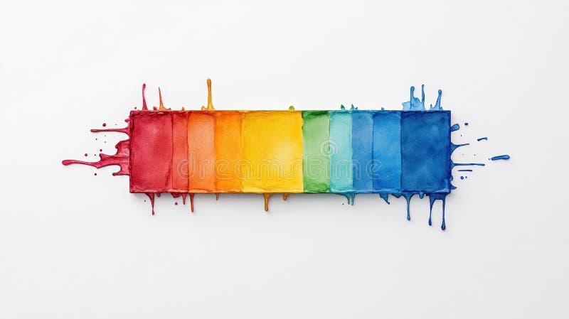 Colorful Watercolor Splash Rectangle Frame on White Background Stock ...