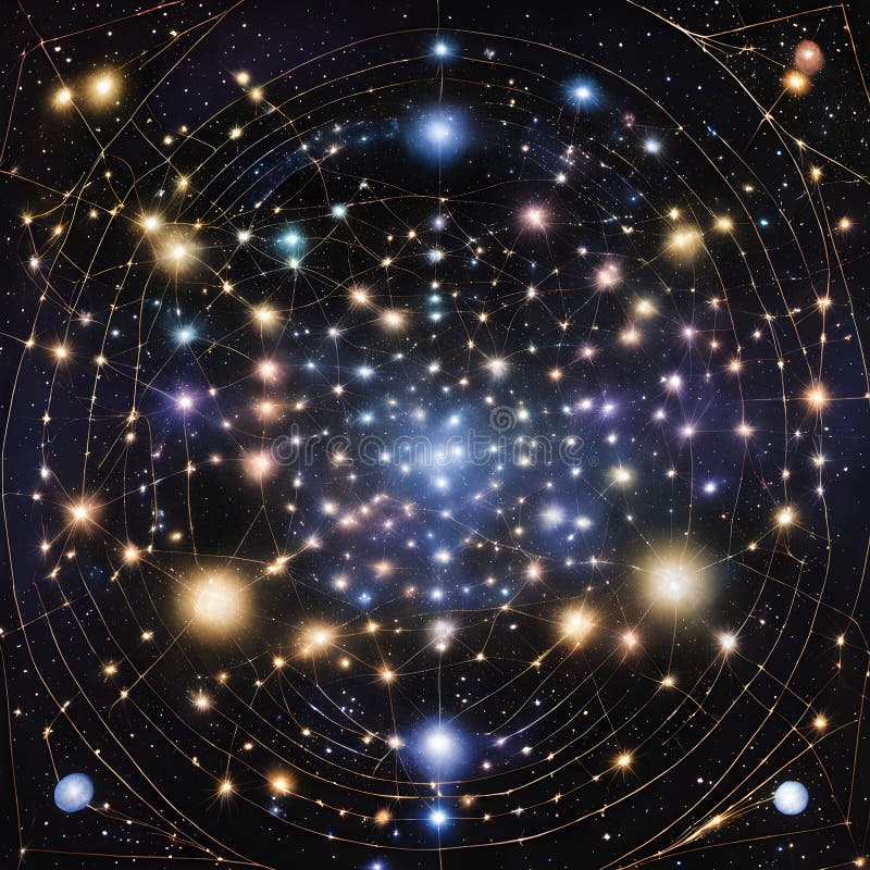 Vibrant Star Map with Constellations and Celestial Coordinates Stock ...