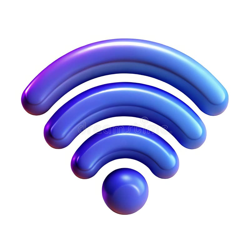 3D Blue WiFi Icon - Modern and Stylish Wireless Signal Symbol. Stock ...