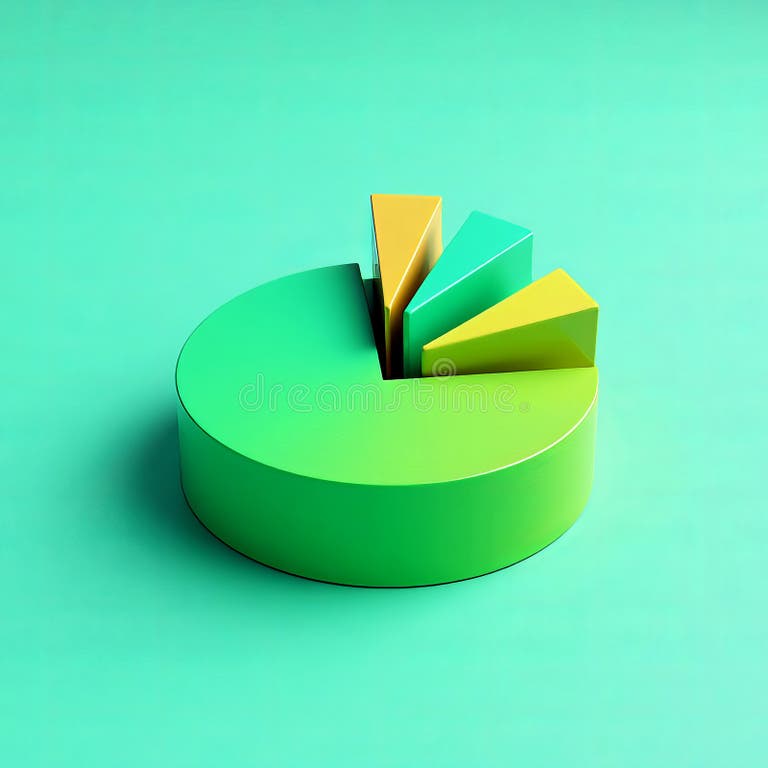 Colorful 3D Pie Chart on Green Background. Stock Illustration ...