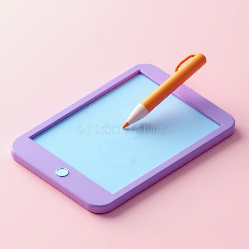 Colorful Digital Drawing Tablet with Stylus Pen. Stock Illustration ...