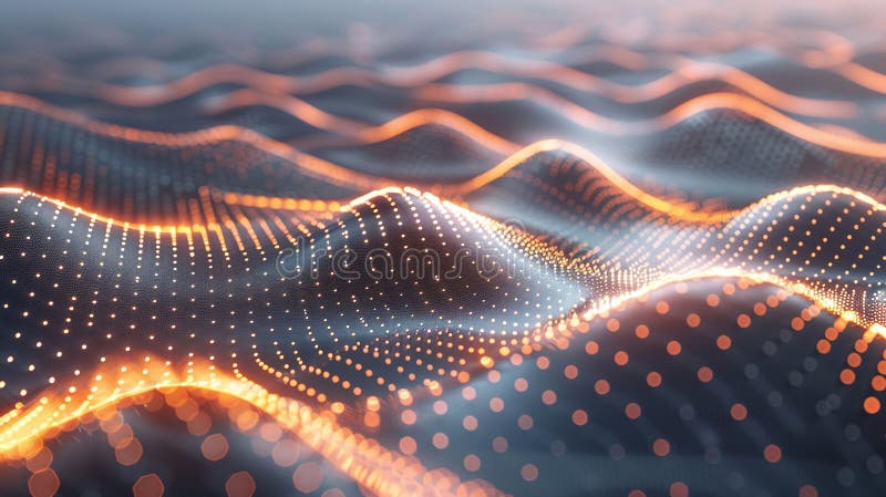 Glowing Orange and Blue Digital Waves Abstract Technology Background ...