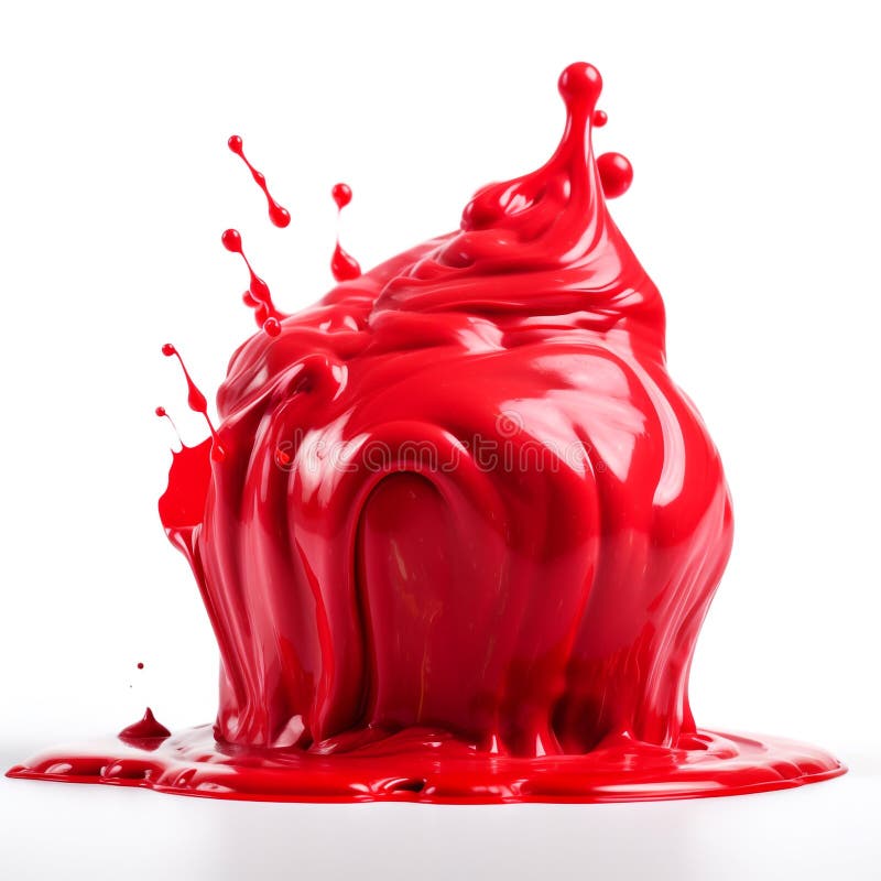 Red Paint Pouring on Pure White Background Stock Illustration ...