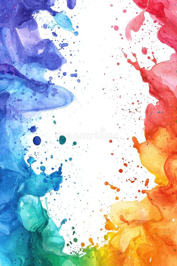 Vibrant Watercolor Splash Frame with Colorful Abstract Art Stock Image ...
