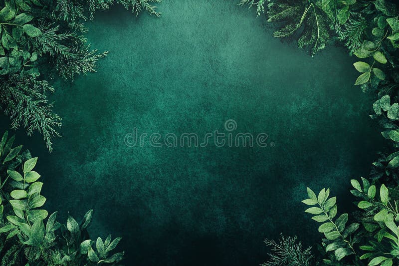 Green Leafy Foliage Border with Textured Background for Nature and ...