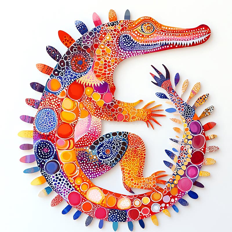 Colorful Handcrafted Alligator Sculpture with Playful Polka Dots and ...