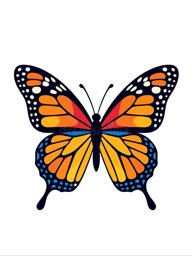 Monarch Butterfly Colorful Wings Nature Wildlife Symbol Stock Vector ...