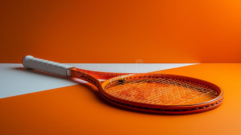 Orange Tennis Racket on Orange Background - Generative AI Stock Image ...