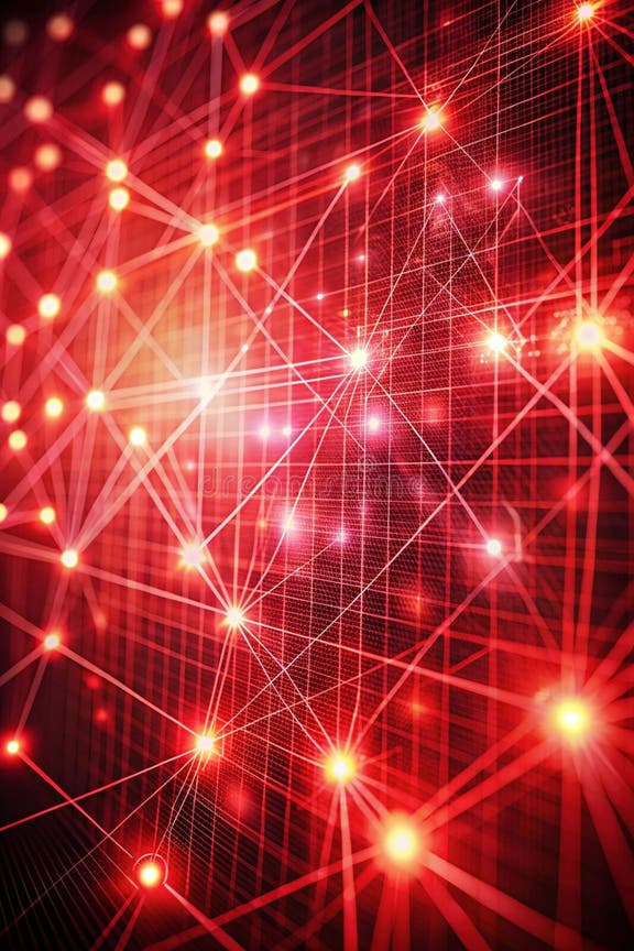 This Image Features a Vibrant Red Abstract Tech Pattern Background. the ...