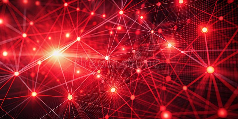 This Image Features a Vibrant Red Abstract Tech Pattern Background. the ...