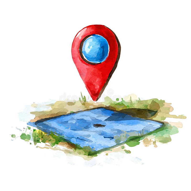 Bright Red Map Pin Marker Placed on Abstract Blue Location Stock ...