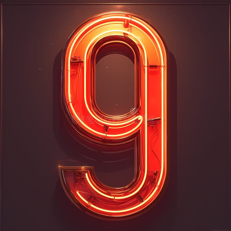 Neon 9 in Red - High-Impact Stock Image Stock Illustration ...