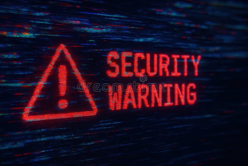 Red Security Warning Notification on Glitchy Background in Digital ...