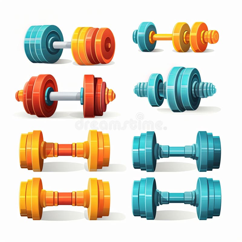 A Vibrant Set of Colorful Dumbbells in Various Sizes and Weights on a ...