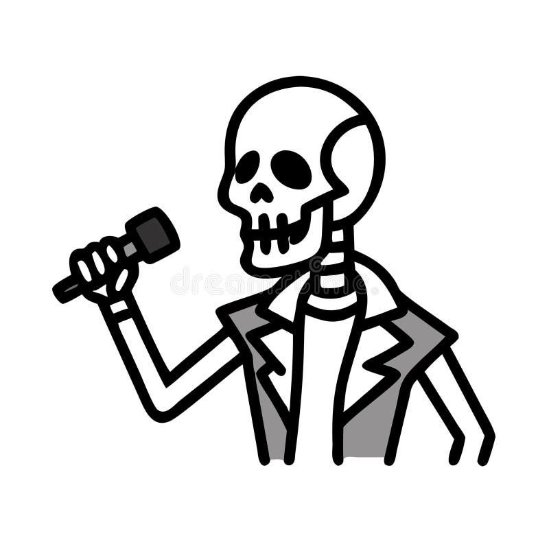 Skeleton Rock Star Holding Microphone Vector Illustration Stock Image ...
