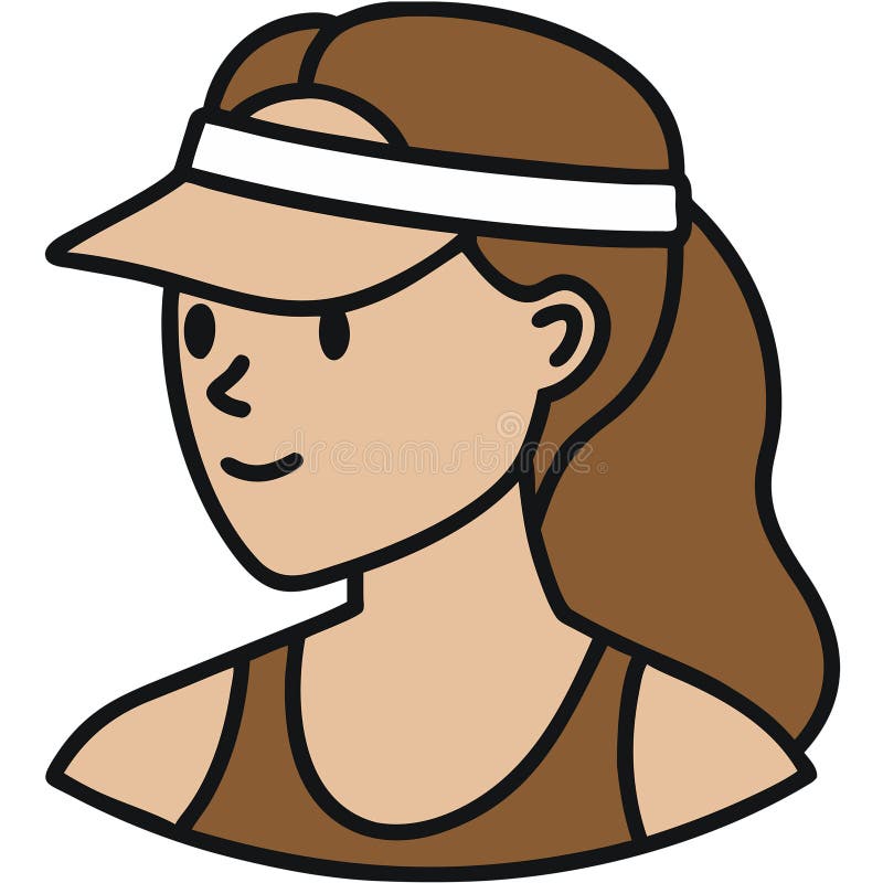 Female Athlete Vector Illustration with Visor Cap and Ponytail Stock ...