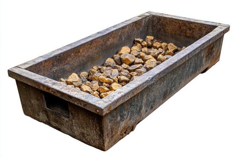 A Worn-out Container Filled with Rustic Stones. this Image Showcases ...