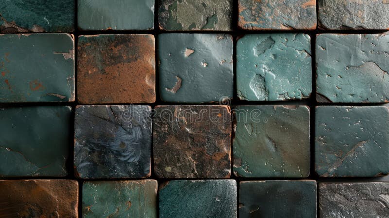 Vintage Patchwork Cement Wall: Dark Green Texture Stock Illustration ...