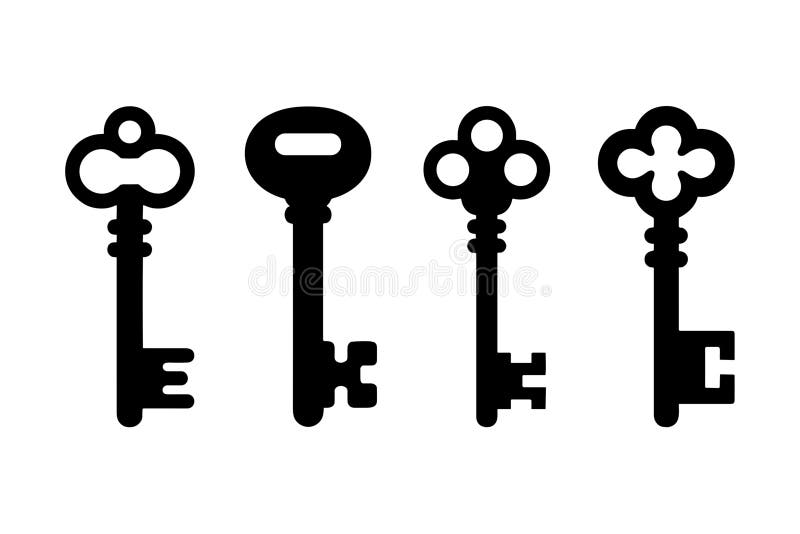 Vintage Skeleton Key Set Old Style Lock Keys Stock Illustration ...