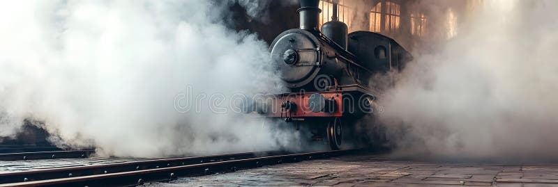 Vintage Steam Locomotive in Motion with Smoke Stock Illustration ...