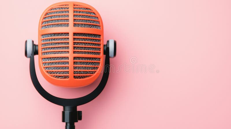 Vintage Style Microphone with Orange Grille on Pink Background for ...