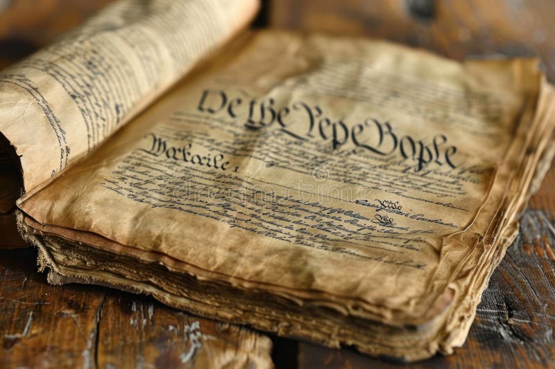 We the People - US Constitution Preamble in Vintage Style Stock ...