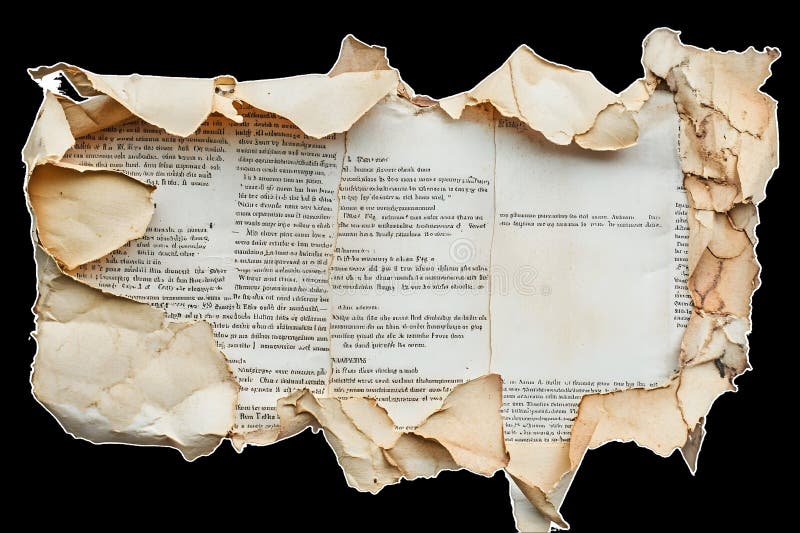 Vintage Torn Book Pages with Weathered Paper and Text Overlay Stock ...